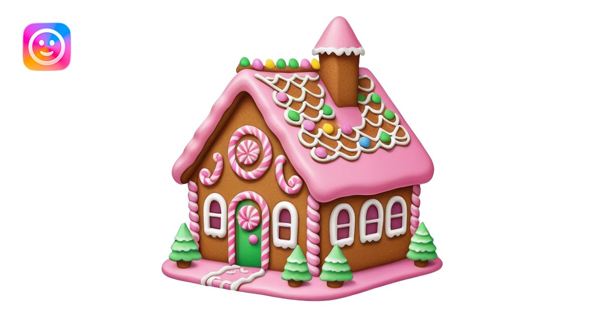 Simple Gingerbread house pink emoji | AI Emoji Generator