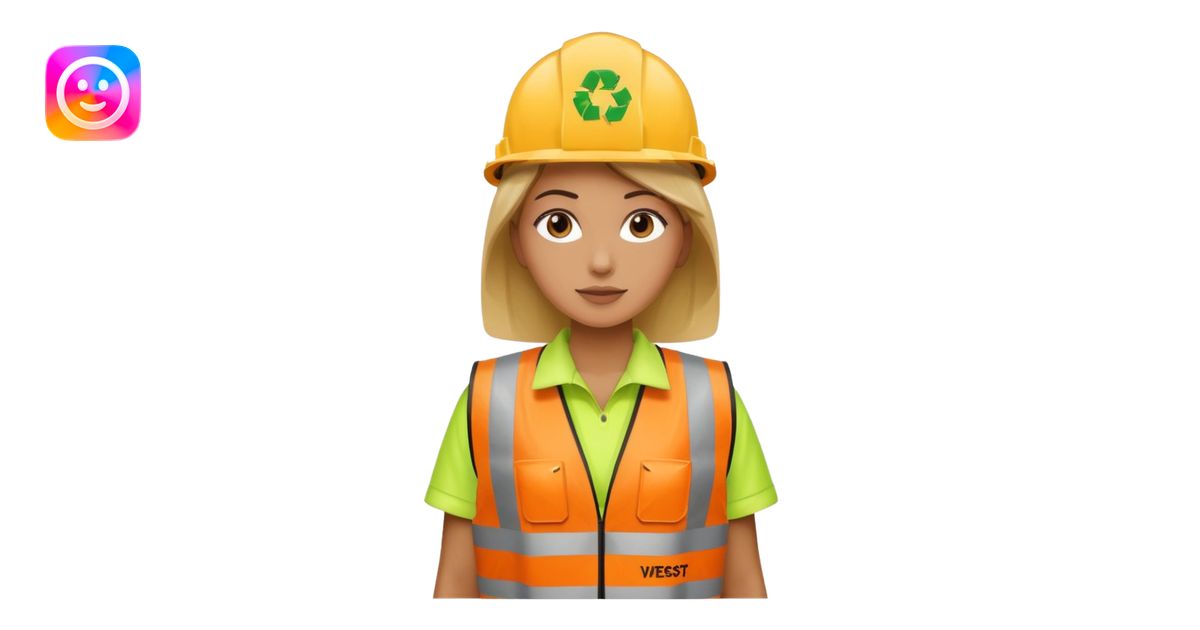women, Waste Management, safety vest, trash picker emoji | AI Emoji ...