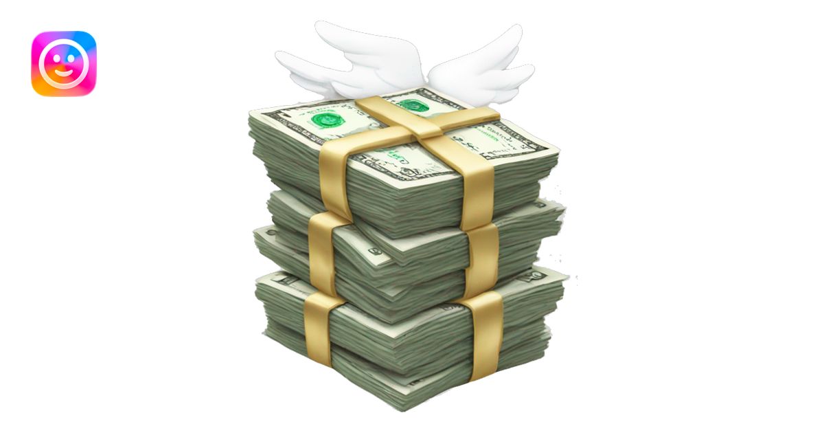 a stack of money with white wings emoji | AI Emoji Generator