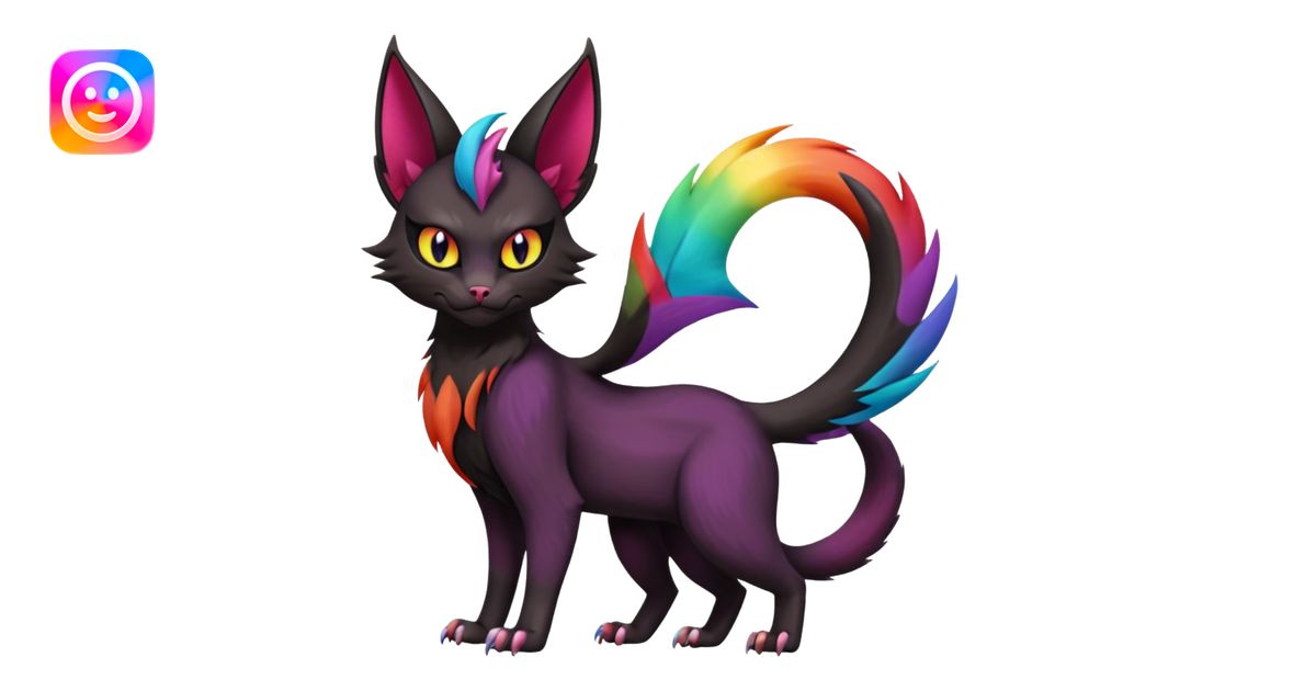 Black with rainbow-markings edgy Noivern-Noibat-Purloin-Torracat-Lykoi ...
