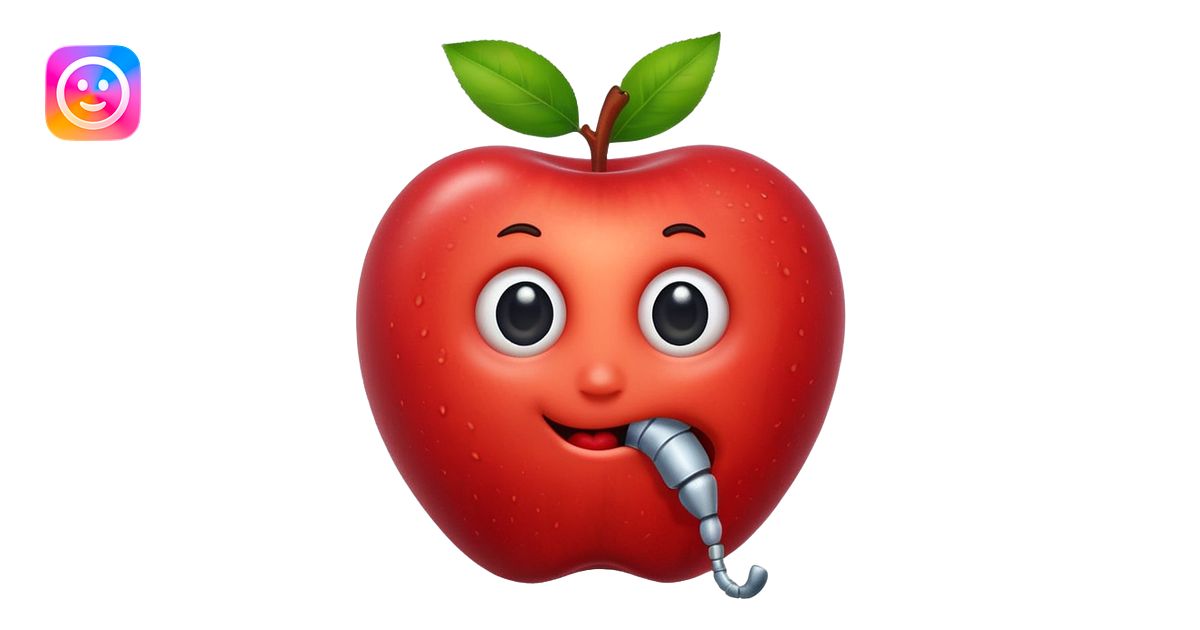 worm make a hole on a apple emoji | AI Emoji Generator