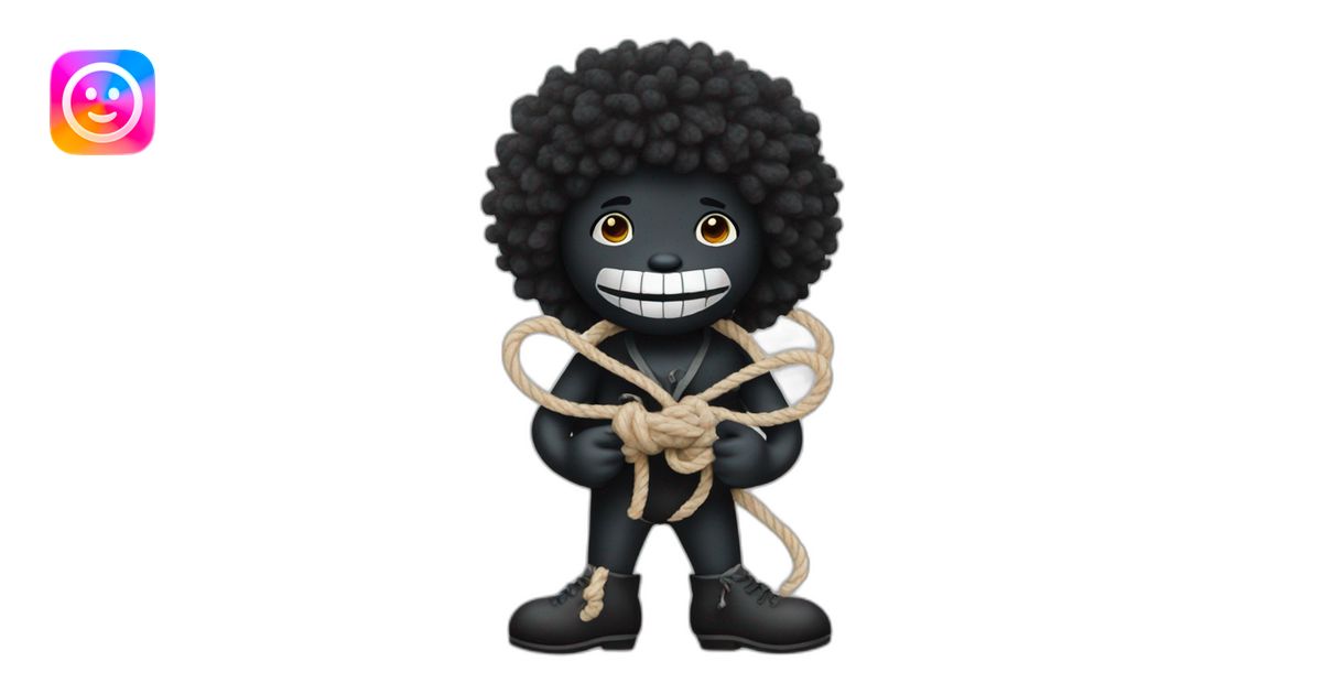 Gollywog tying a knot in rope emoji | AI Emoji Generator