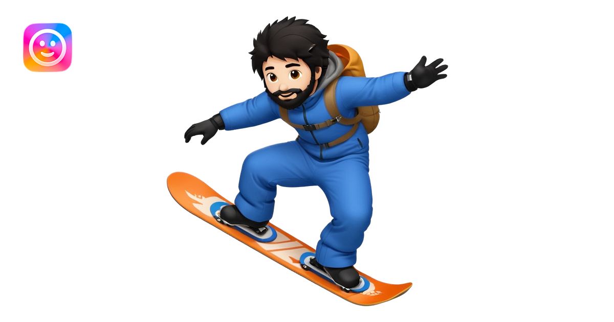 big round super harry guy snowbording down mountain haryyer more hair ...