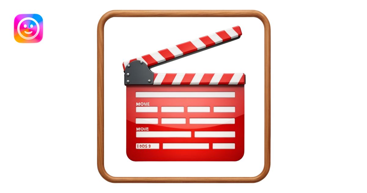 Bright red glossy movie clapper with a folded upper striped bar and ...