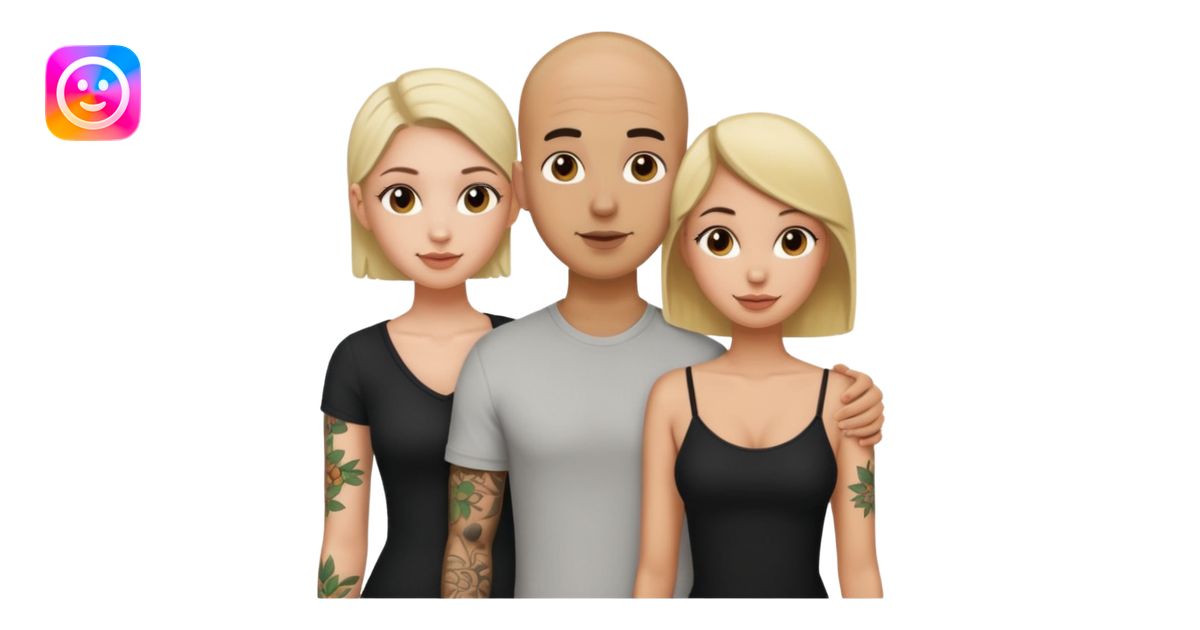 throuple tatted bald boyfriend with blonde girl friend and brunette ...