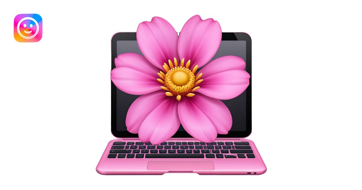 Computer on a pink Flower emoji | AI Emoji Generator