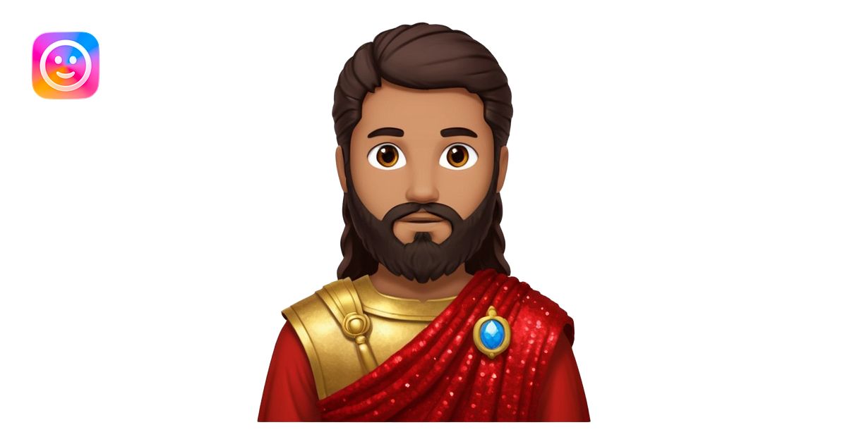 Mars from Roman Deities with long dark brown hair and beard, red sequin ...