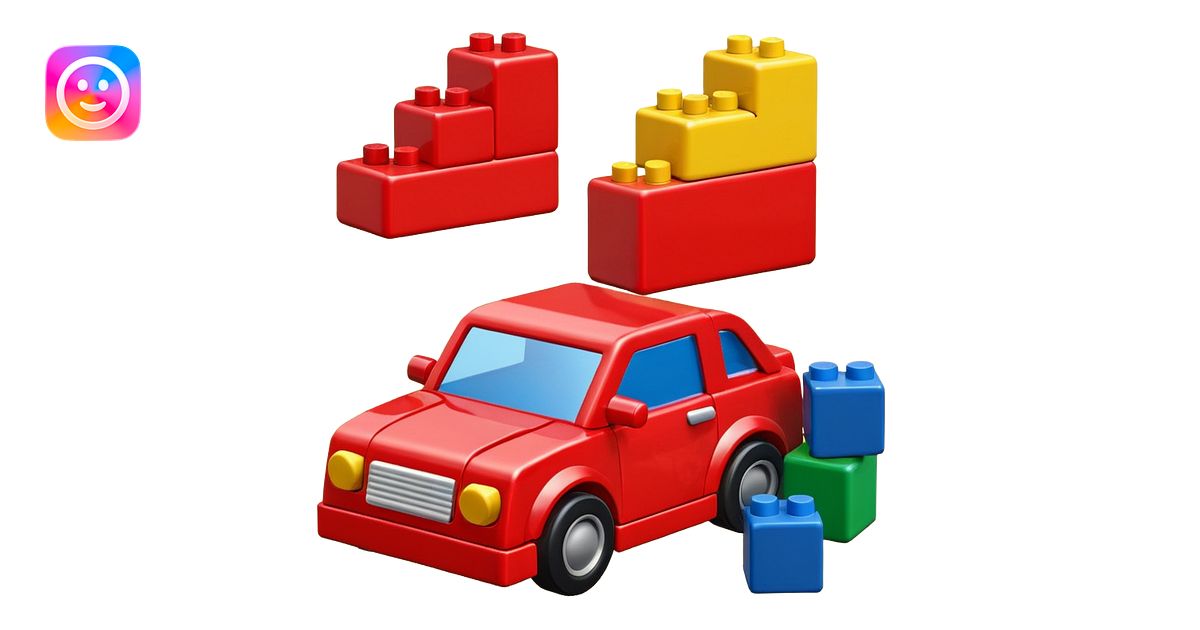 Toy car beside building blocks emoji | AI Emoji Generator