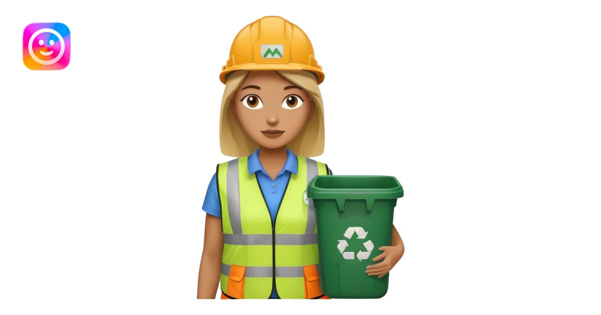 women, Waste Management, safety vest, trash picker emoji | AI Emoji ...
