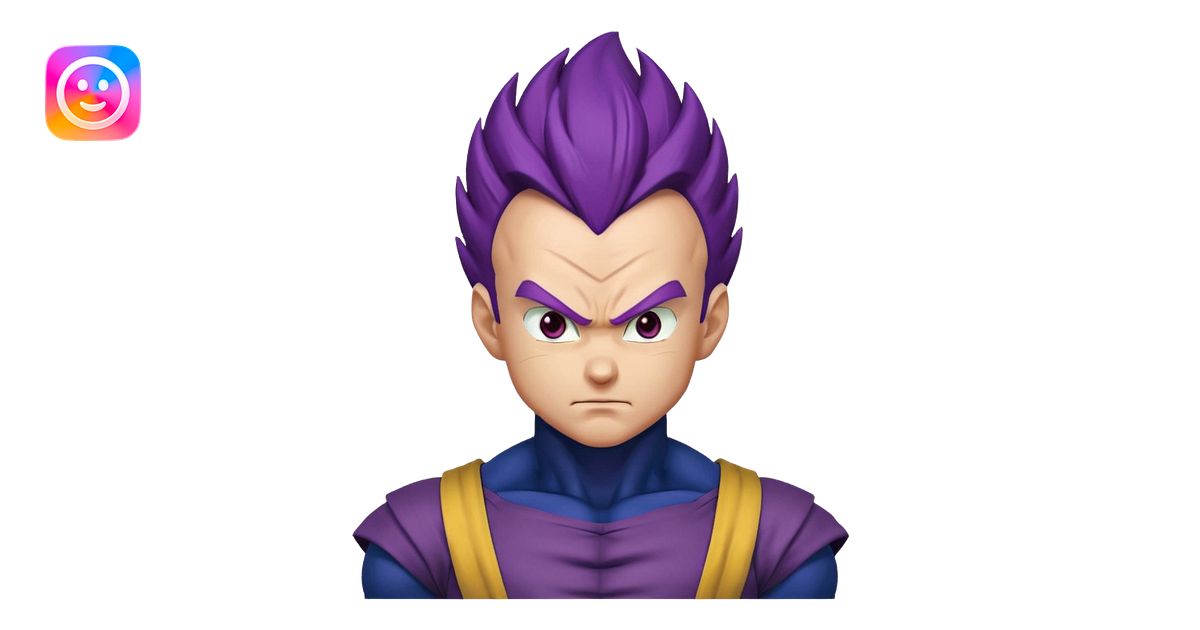 Vegeta ultra ego with purple hair emoji | AI Emoji Generator