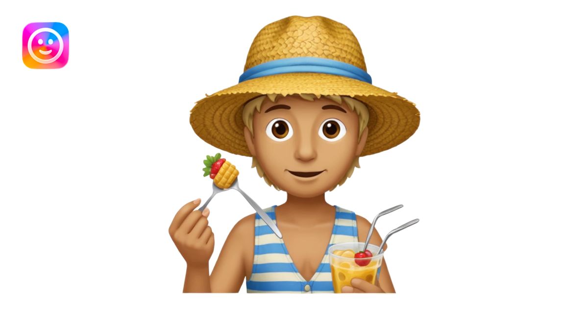 Gars Créole réunionnais chapeau paille tong au pieds emoji | AI Emoji ...