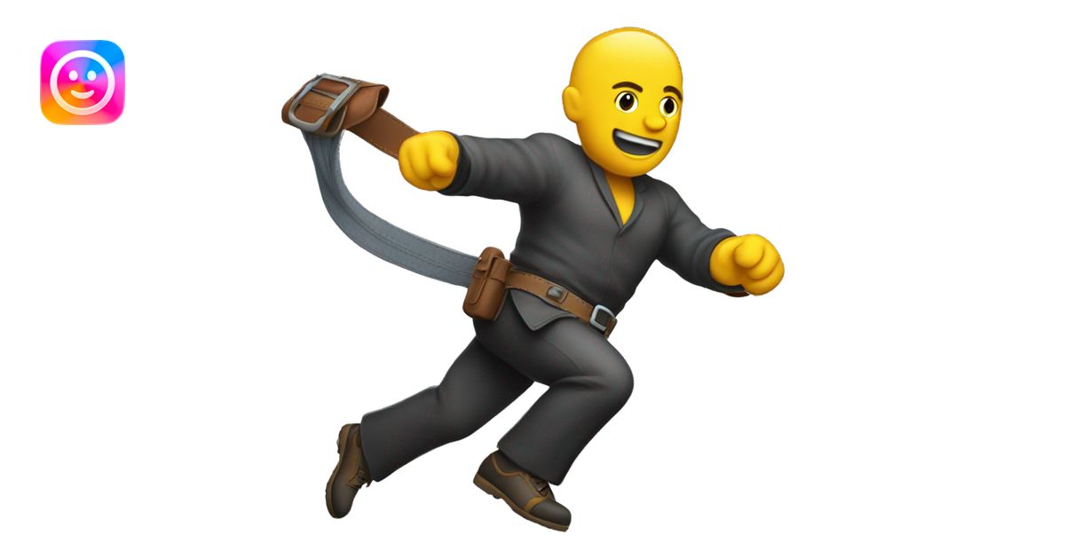 Man whipping air with a belt emoji | AI Emoji Generator