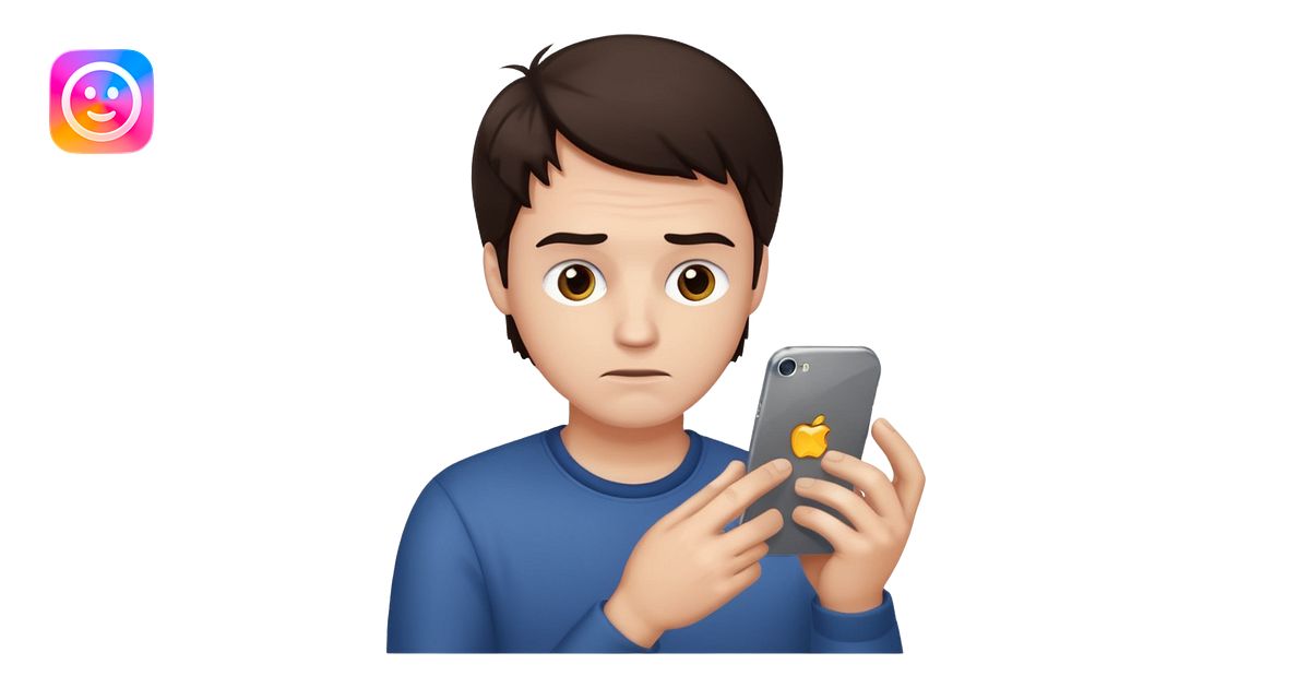 make a white guy with dark brown hair repairing an iphone emoji | AI ...