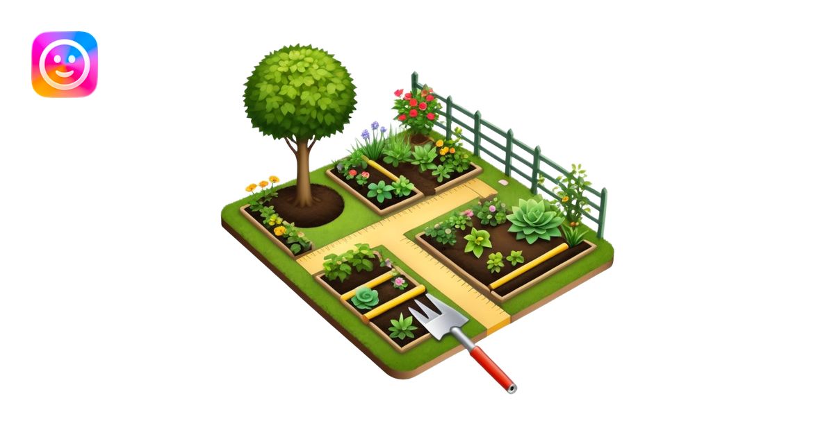 Icon for Landscape Design: a garden layout with plants, trees, paths ...