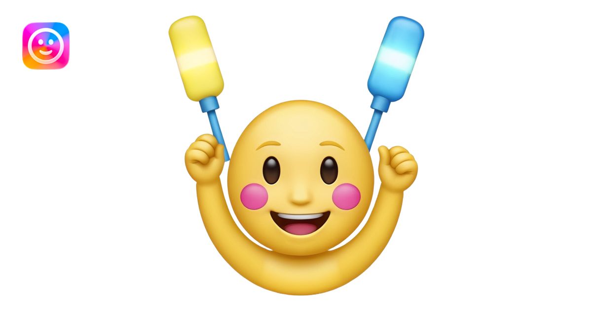 An excited yellow emoji face with closed smiling eyes and blushing ...