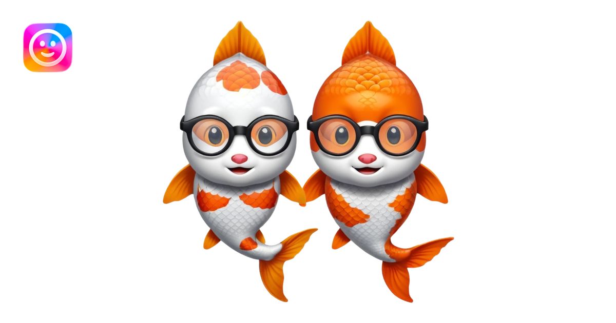 Two "koi" fishes male and female, wearing glasses. emoji | AI Emoji ...