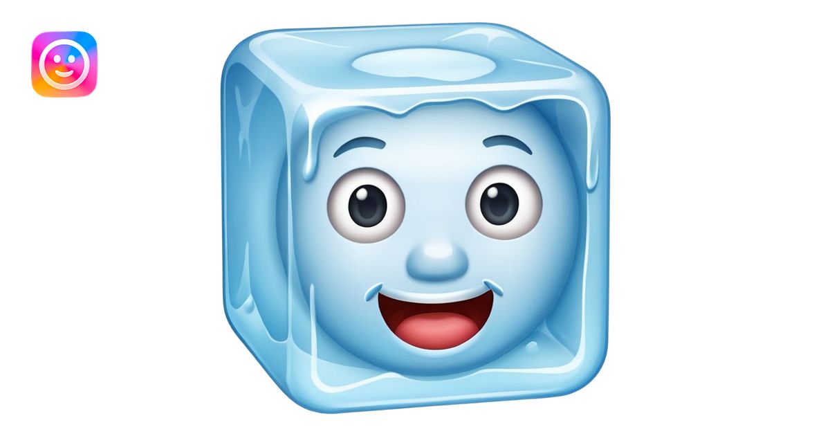 Ice cube with a flat mouth emoji | AI Emoji Generator