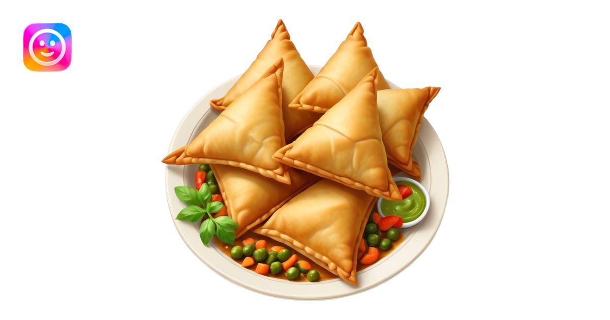 Cinematic Realistic Samosas Dish Emoji, depicted as golden, crispy ...
