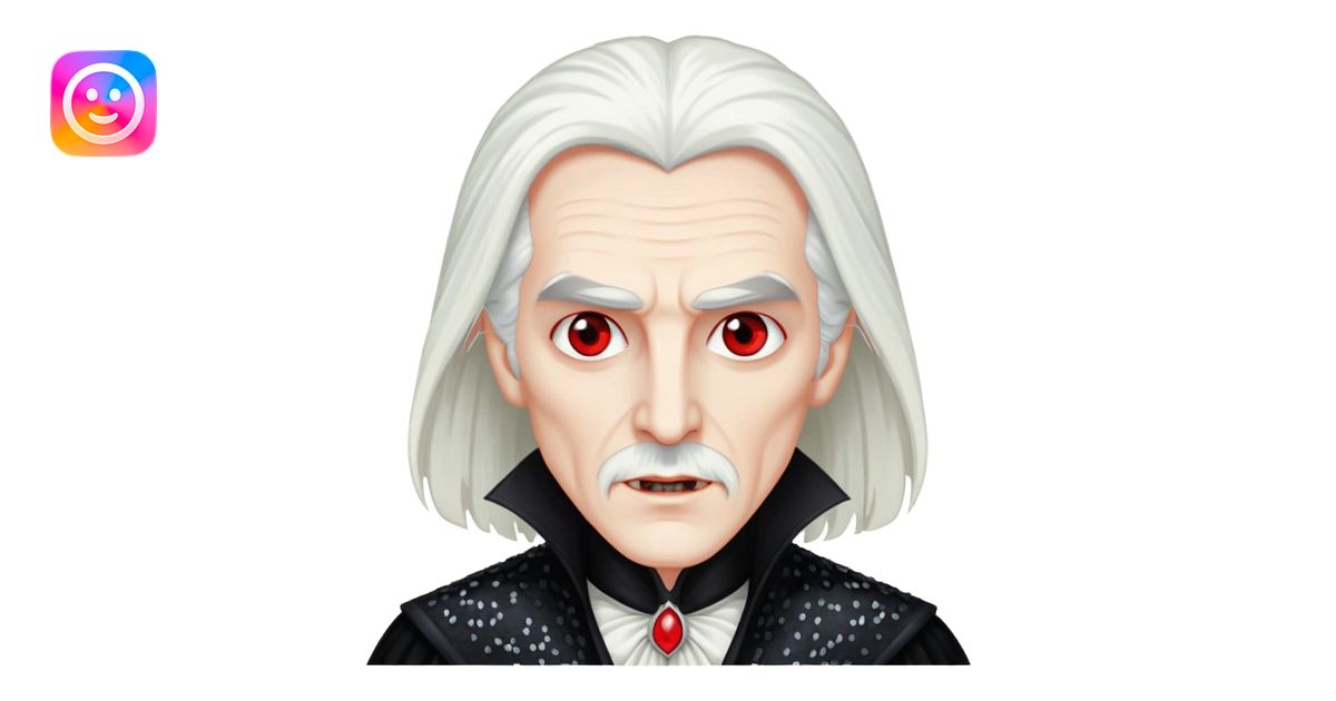 Dracula with long white hair, black sequin outfit emoji | AI Emoji ...