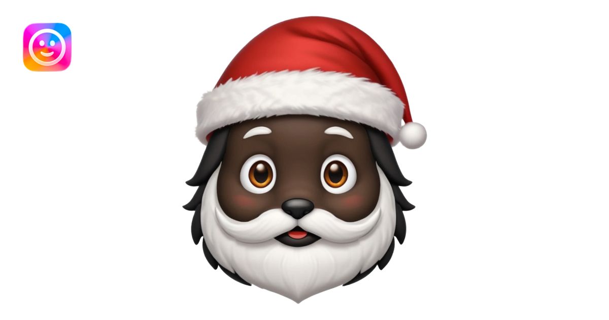 miniature black pinmcher in santa aht emoji | AI Emoji Generator