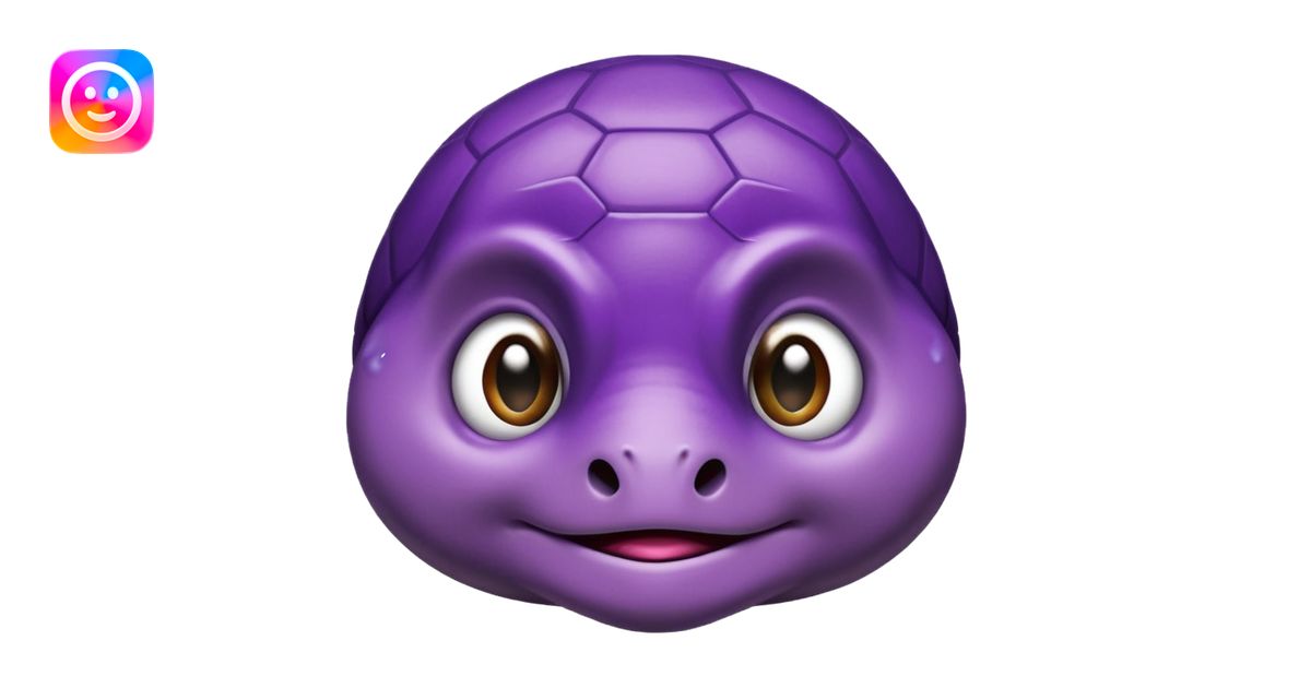 Crying turtle wearing purple emoji | AI Emoji Generator