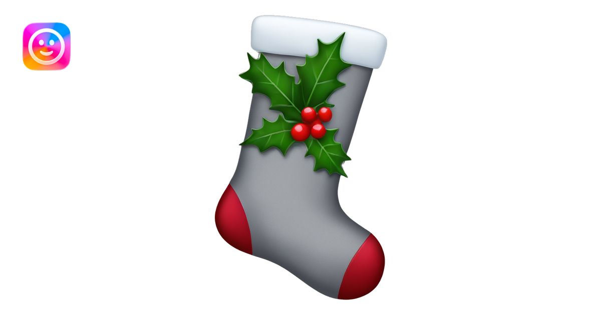 Aesthetic Grey Christmas stocking with holly berry and leaves on top ...