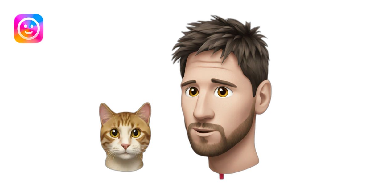 messi whit a cat in his head emoji | AI Emoji Generator
