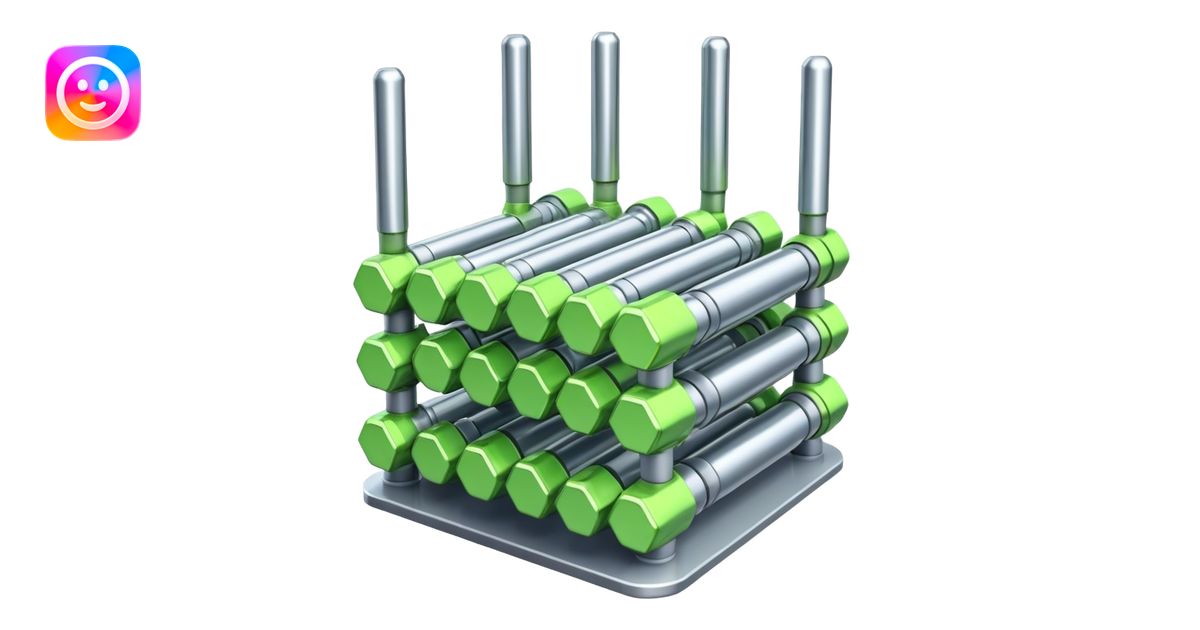 A bundle of uranium fuel rods used in a nuclear reactor, with a ...