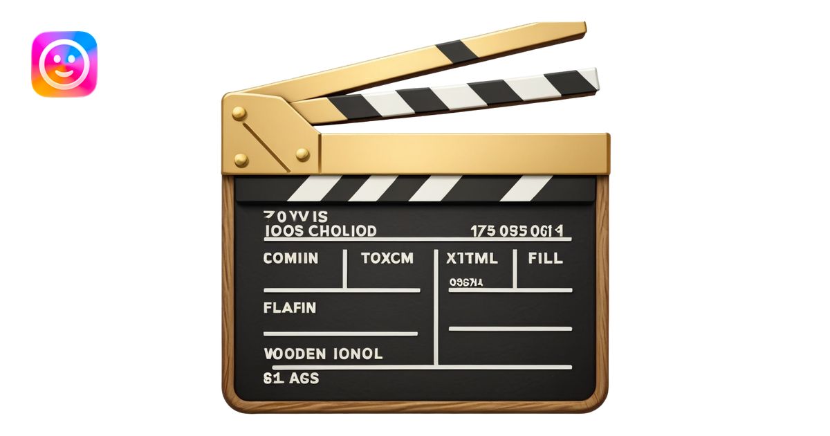 film clapper board with gold top section, white bottom section, and a ...