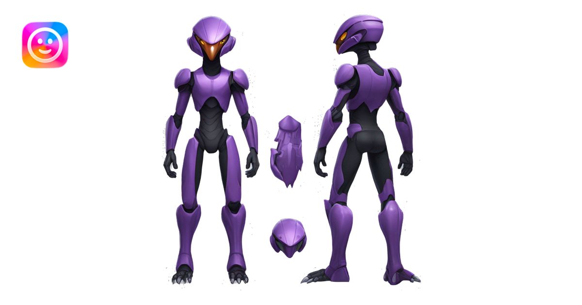 a black Genesect-Raptor-Fakémon—hybrid with a futuristic visor-helmet ...