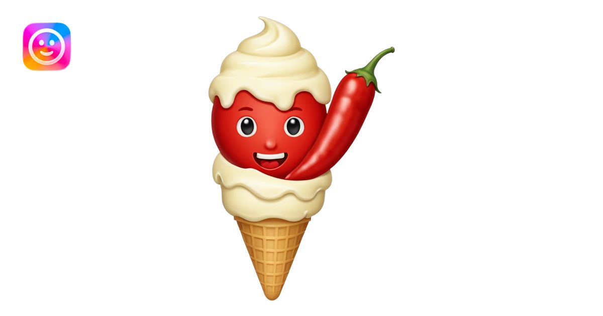 Chilli biting vanilla ice cream emoji | AI Emoji Generator
