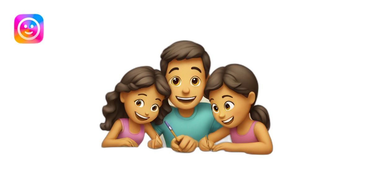happy family of 5 writing together emoji | AI Emoji Generator