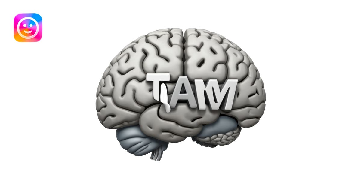 Brain that says "TAM" on it emoji | AI Emoji Generator