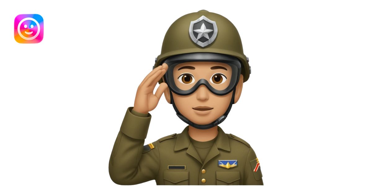 Soldier saluting with helmet + mask emoji | AI Emoji Generator