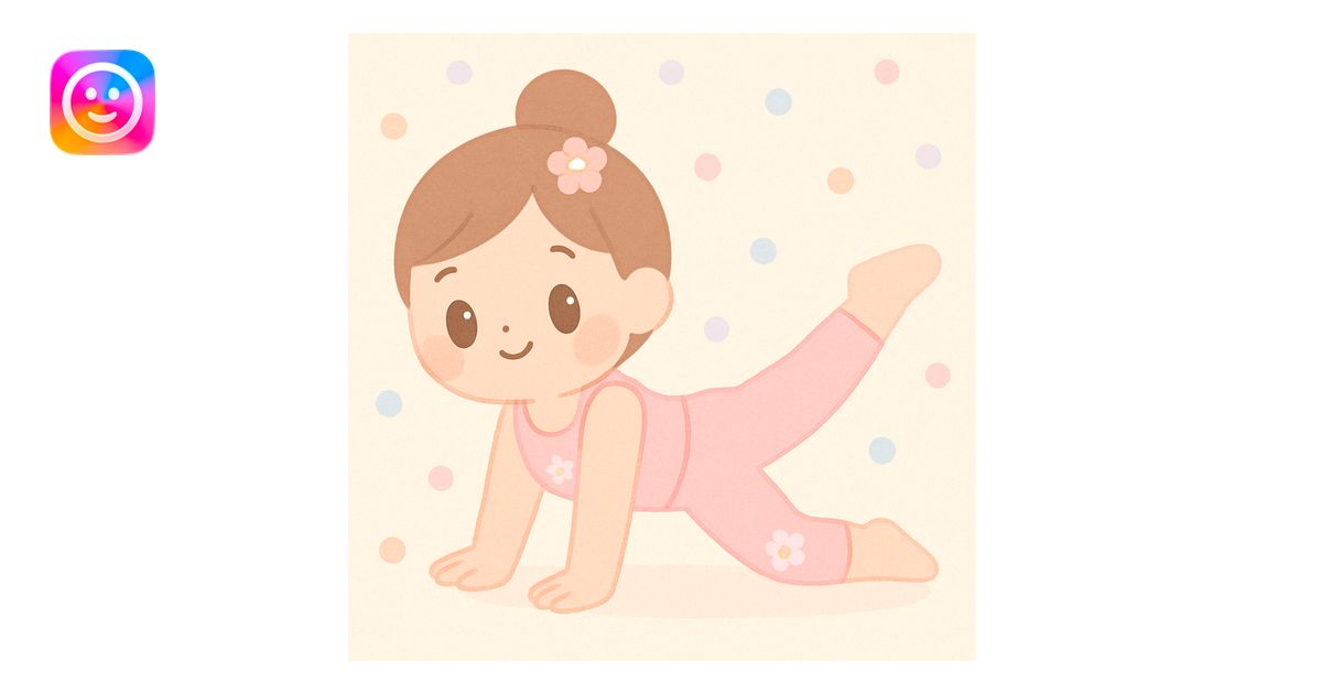 girl in pink pilates outfit with floral accents, cheerful and cute ...