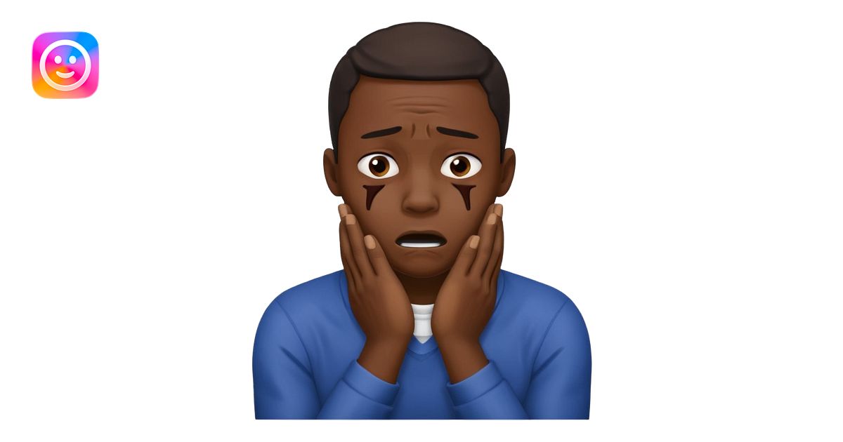 make a photo of a black man who is choking himself with his hangs emoji ...