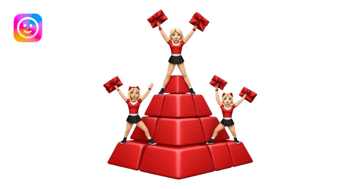 Black and red cheer pyramid emoji | AI Emoji Generator