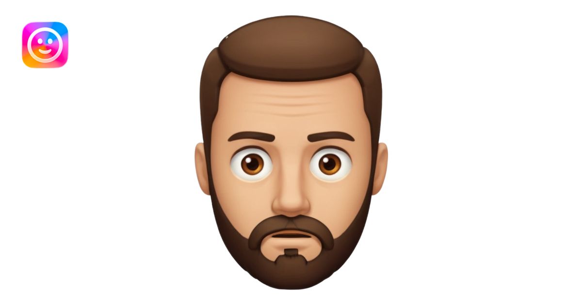 man, short hair, brown eyes, full beard, confused emoji | AI Emoji ...