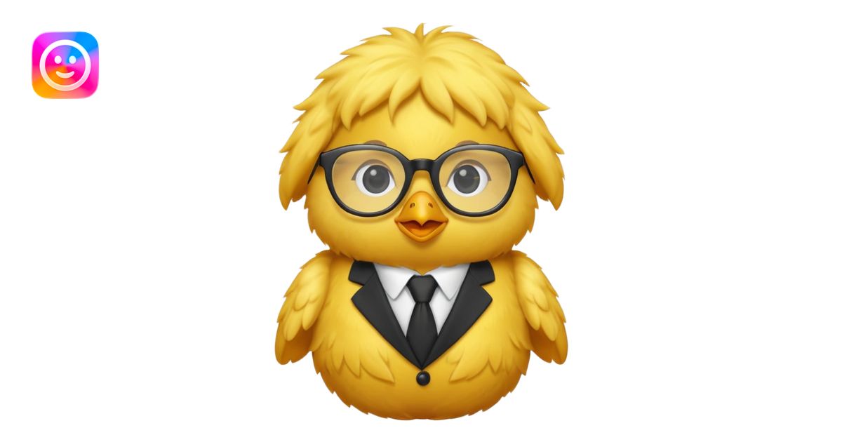 chick animal with glasses, wearing suit emoji | AI Emoji Generator