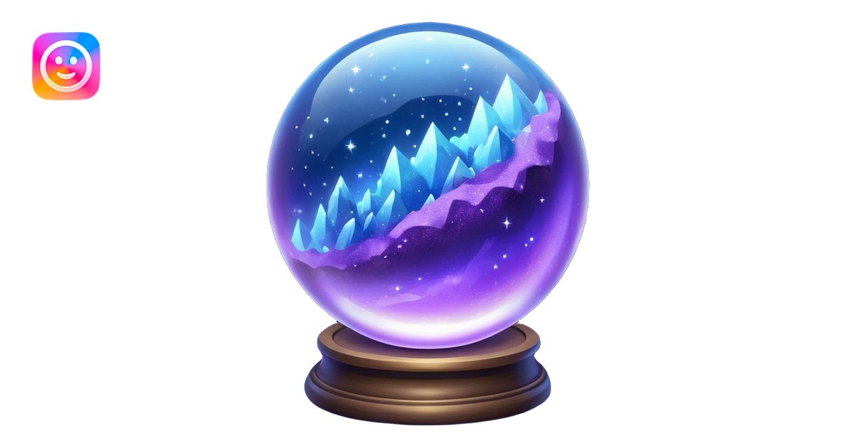 a magical glass sphere filled with flaoted purple and blue dust ...