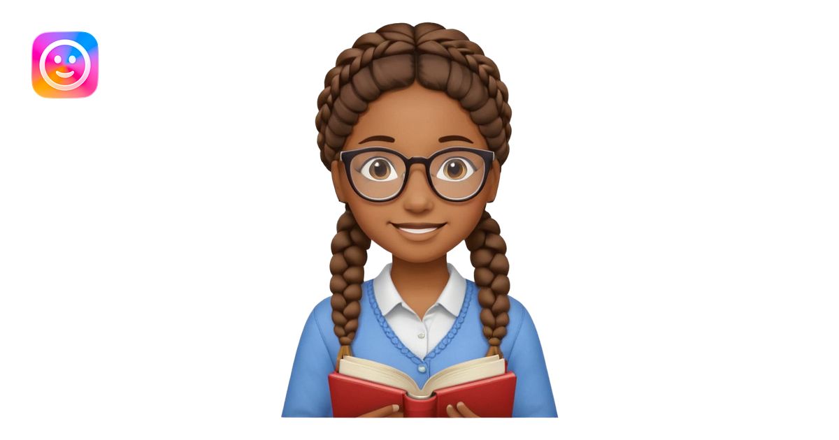 A student, girl, brown skin, braid hair, wearing glasses, hold book in ...