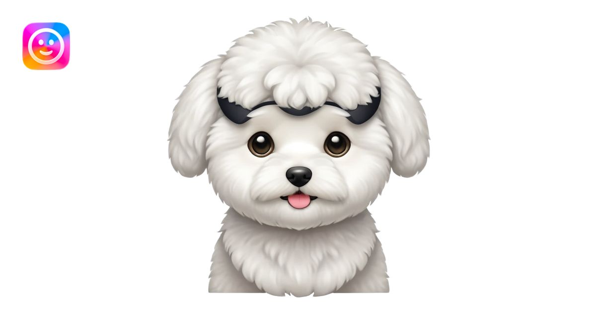 bichon dog, simple, cute, white fluffy fur emoji | AI Emoji Generator
