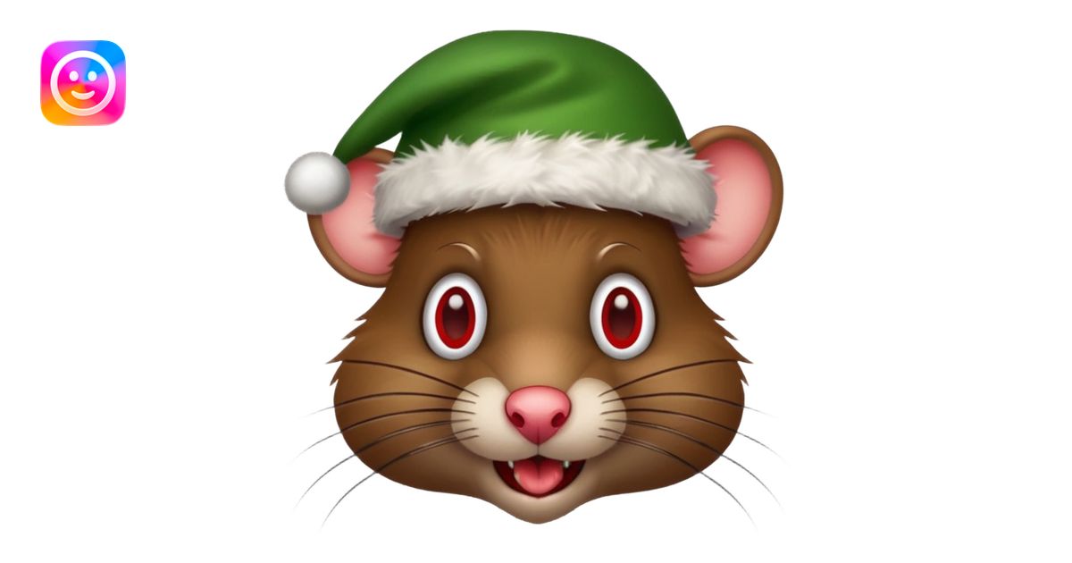 Crazy swamp rat with Christmas hats emoji | AI Emoji Generator