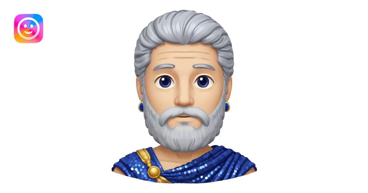 Saturn from Roman Deities with long gray hair and beard, indigo sequin ...