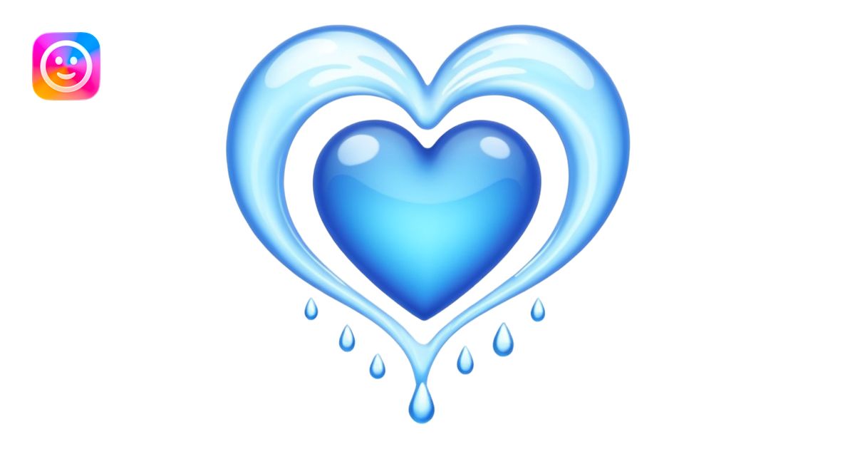 Emoji of blue heart inside water flowing emoji | AI Emoji Generator