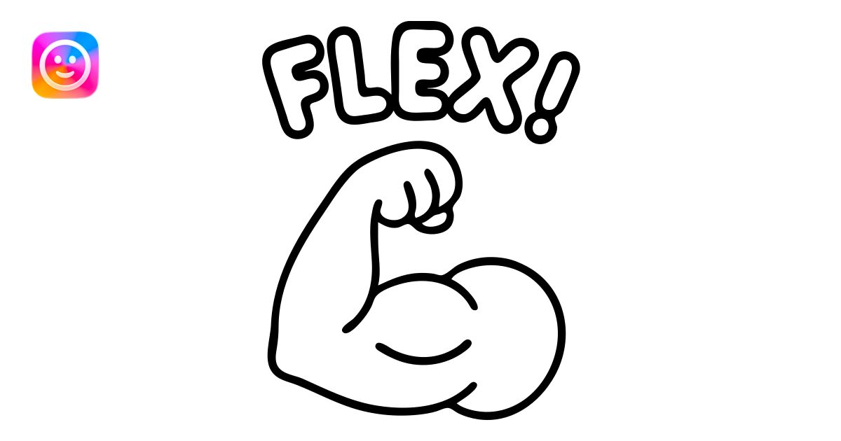 cartoon flexing bicep with ‘FLEX!’ above it in chunky, playful letters ...