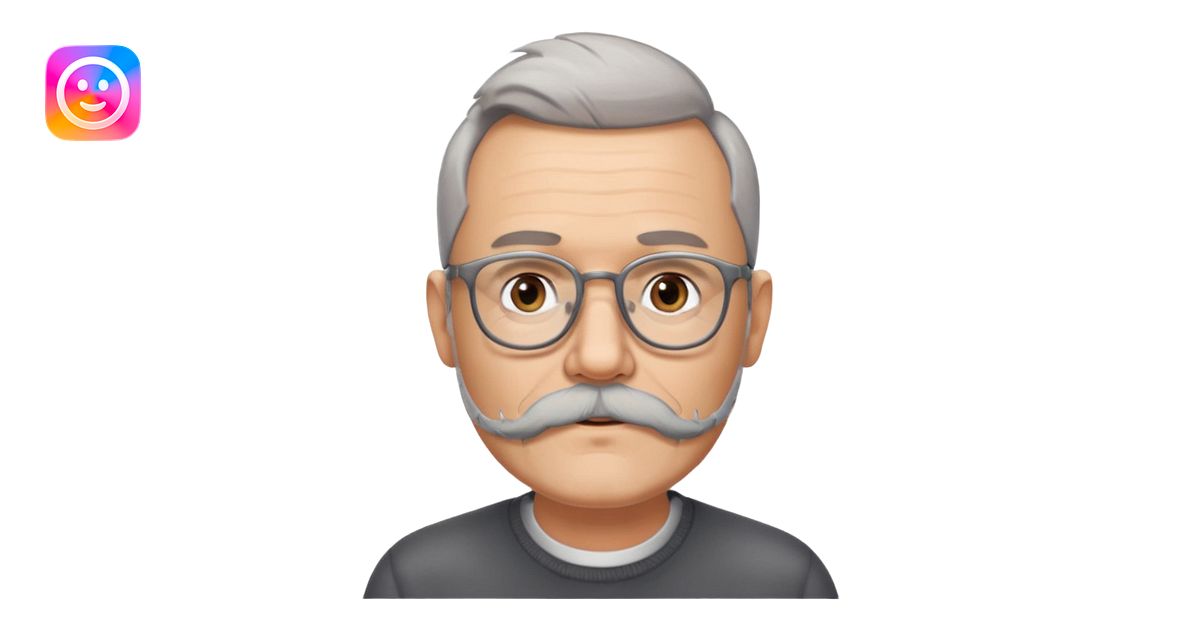 54 year old man, short shaved grey hair, full beard, glasses emoji | AI ...