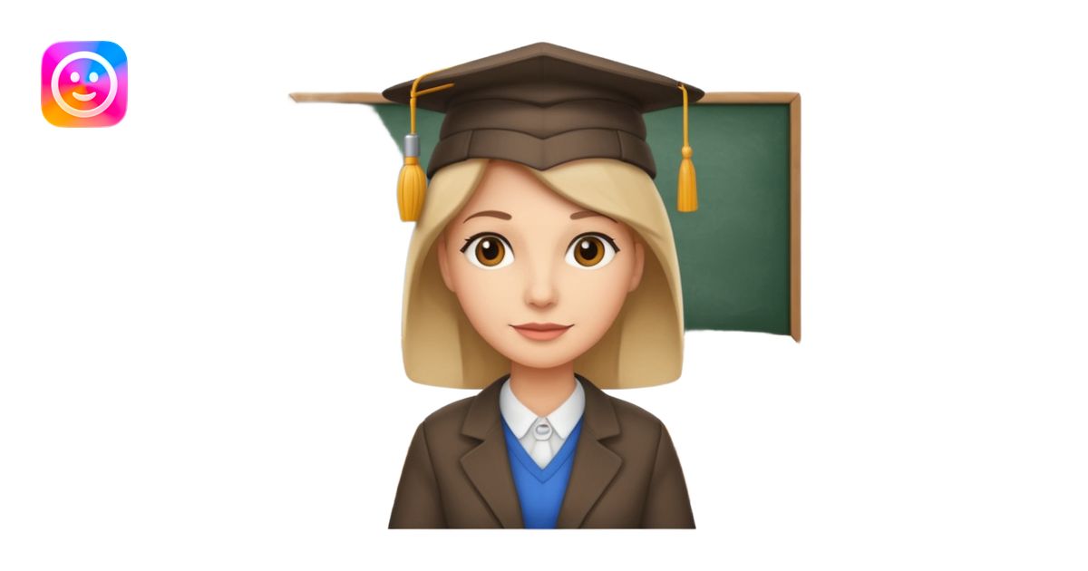 A teacher in a classroom with a hat emoji | AI Emoji Generator