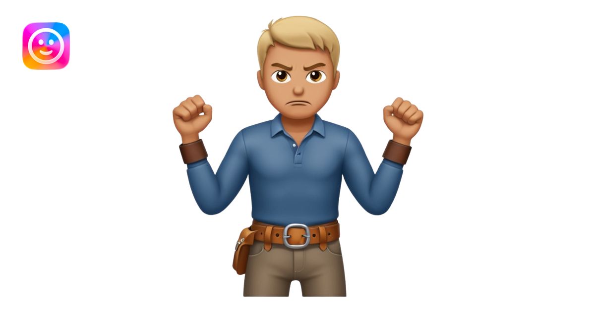 A man angry slanging a belt to someone’s behind emoji | AI Emoji Generator