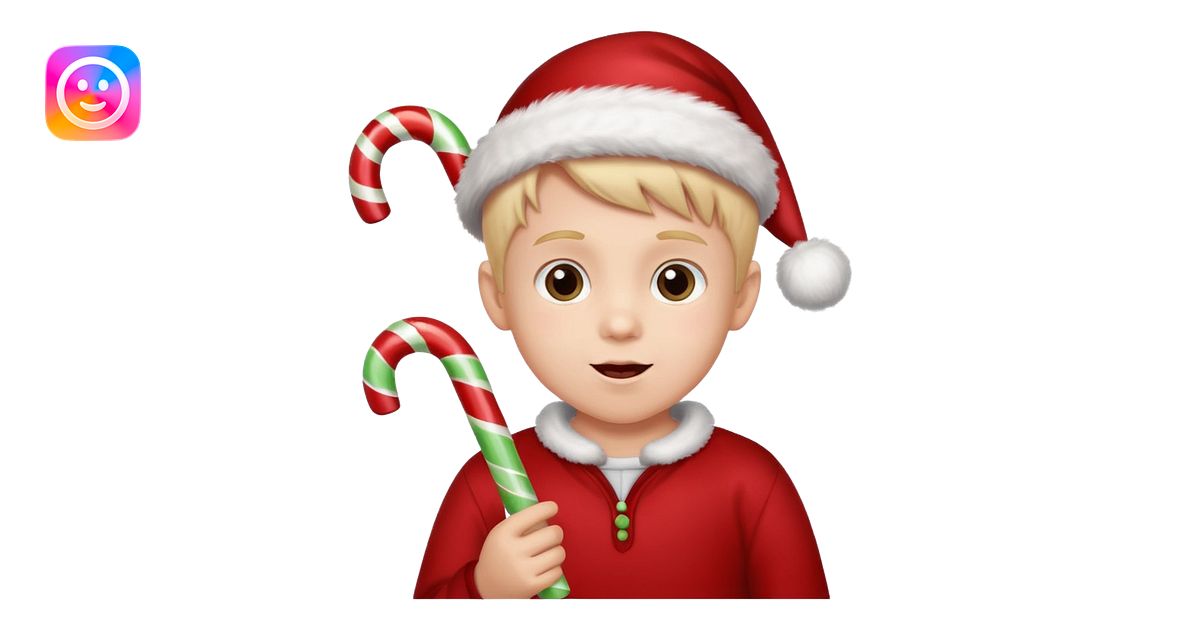 Little boy with candy canes celebrating Christmas emoji | AI Emoji ...